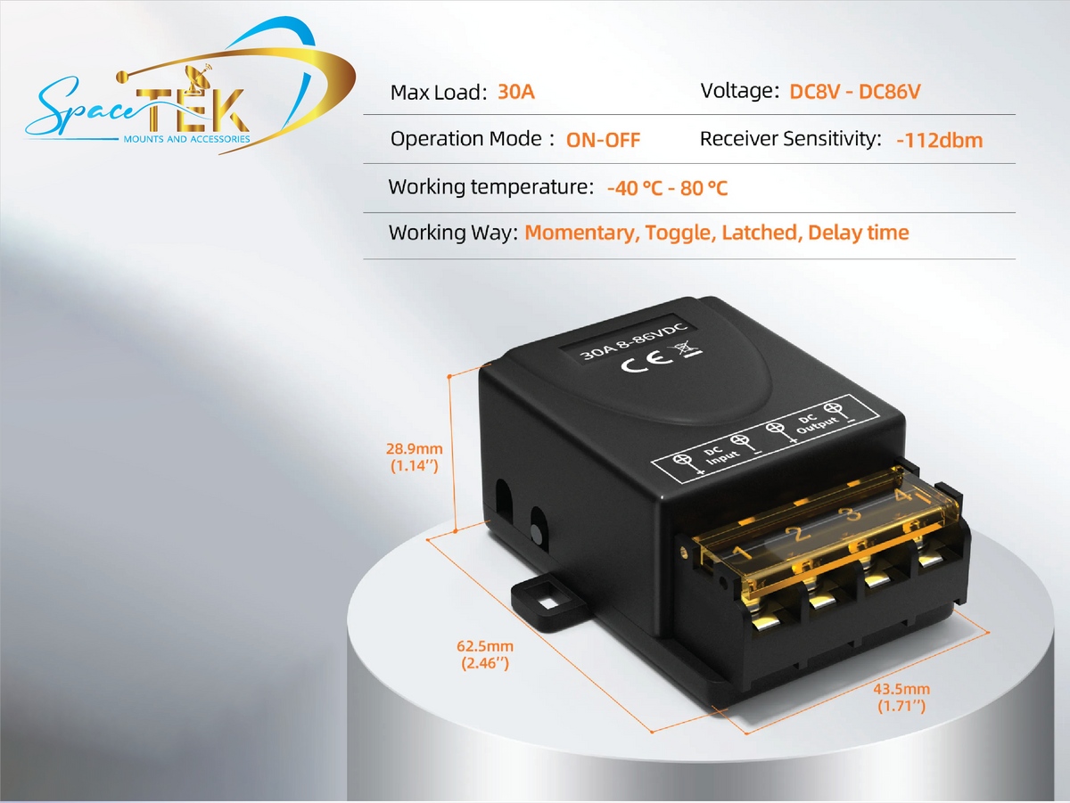 12V Remote Control Relay 30Amp (8-86VDC) | Starlink Australia