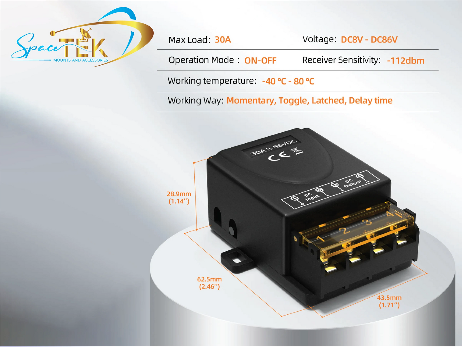 12V Remote Control Relay 30Amp (8-86VDC) | Starlink Australia
